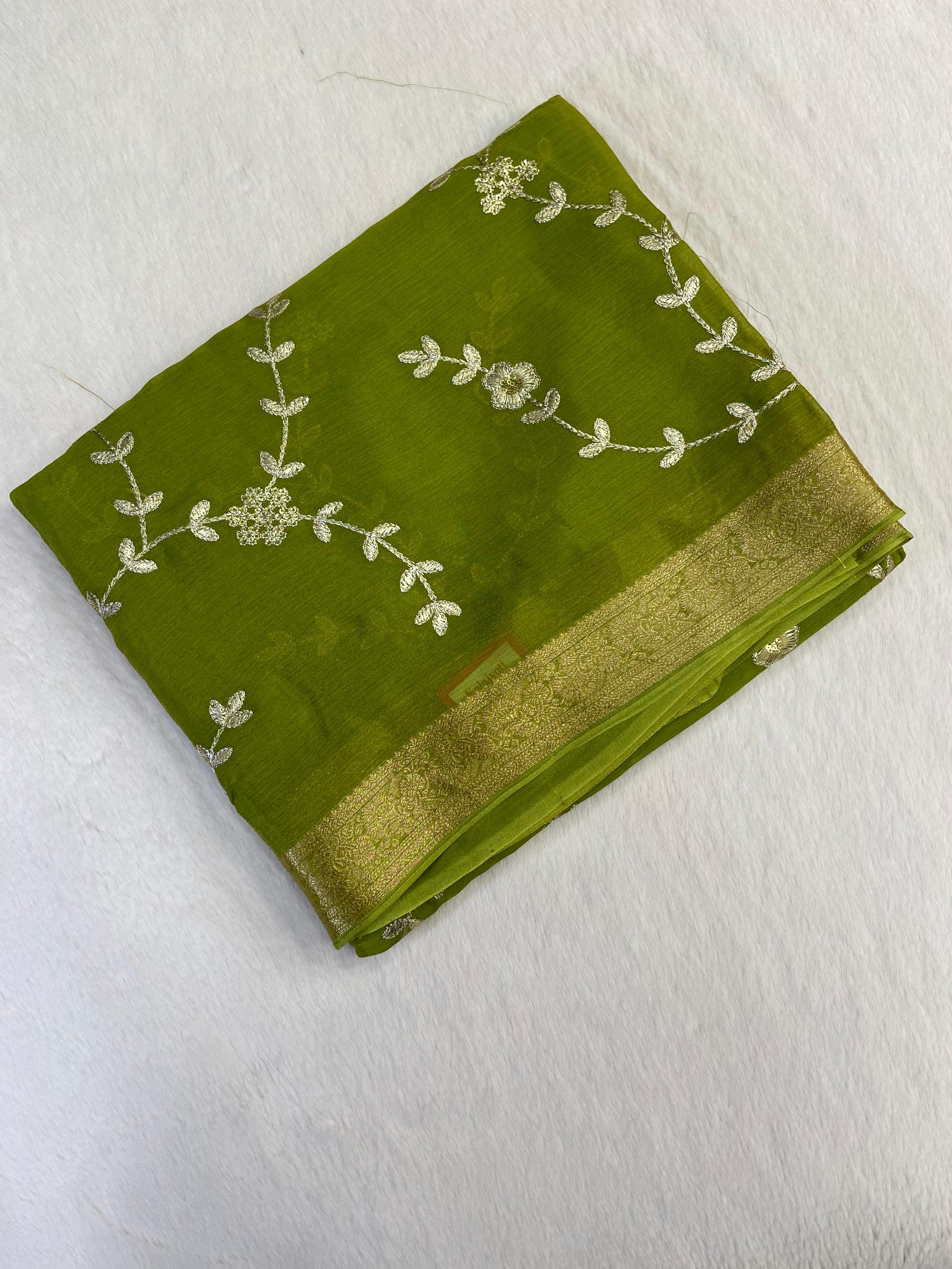 Premium wrinkle crepe with pitha work – Kanjeevaram Silk Mandir